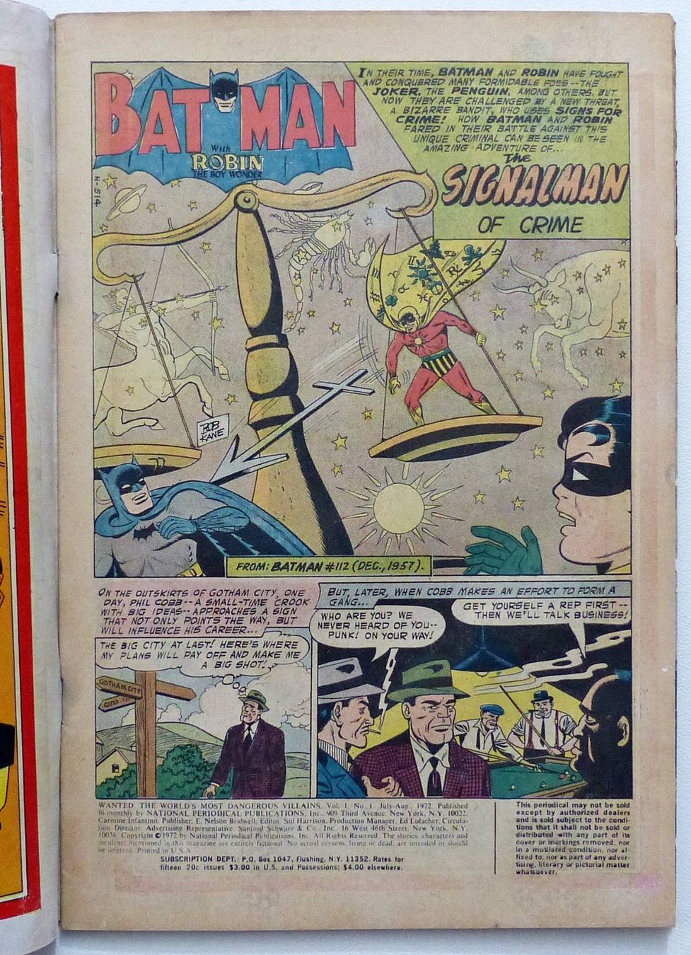 BATMAN IN WANTED WORLD MOST DANGEROUS VILLAIN #1 DC 1972 (Gebraucht) in ...