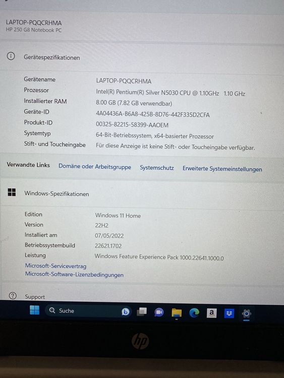Notebook HP rtl8821ce, 250GB, 8GB (Gebraucht) in Diessbach b. Büren für ...