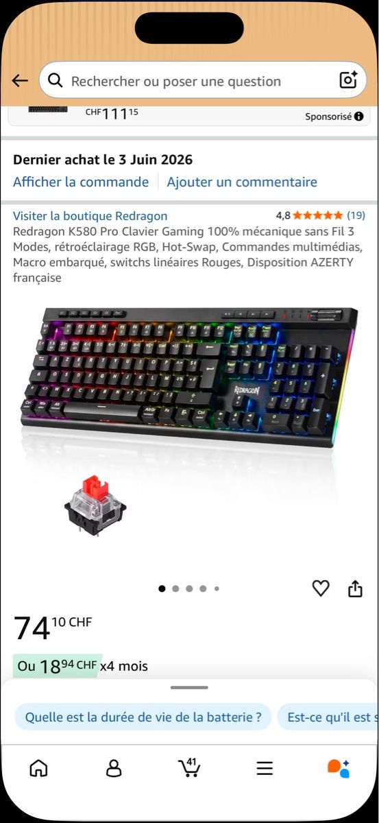 Clavier Redragon K580 Pro Clavier Gaming FR AZERTY (Neu und ...