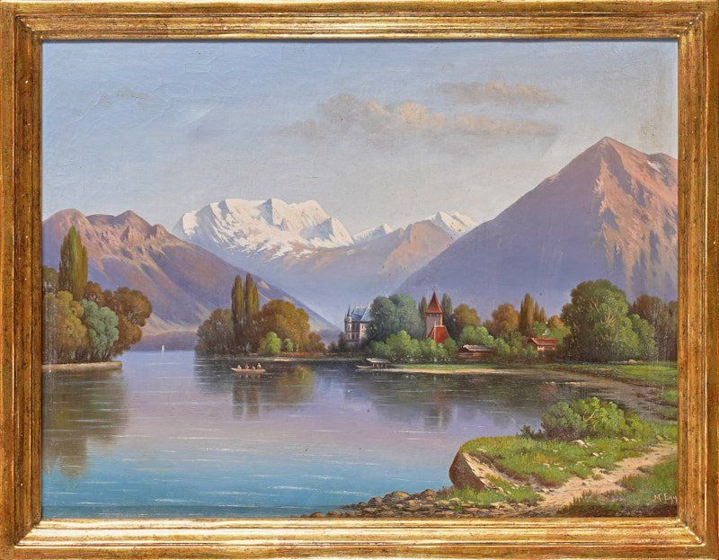 "Schloss Schadau mit Niesen, Eiger, Mönch und Jungfrau" | Kaufen auf Ricardo