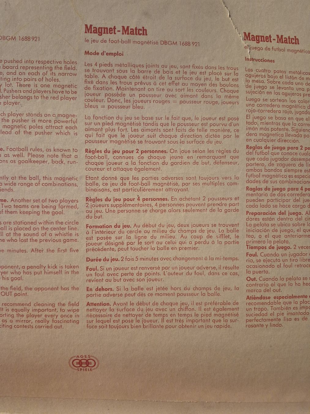 Jeu de football magnétique vintage 1940 - AGES Magnet-Match (D'occasion ...