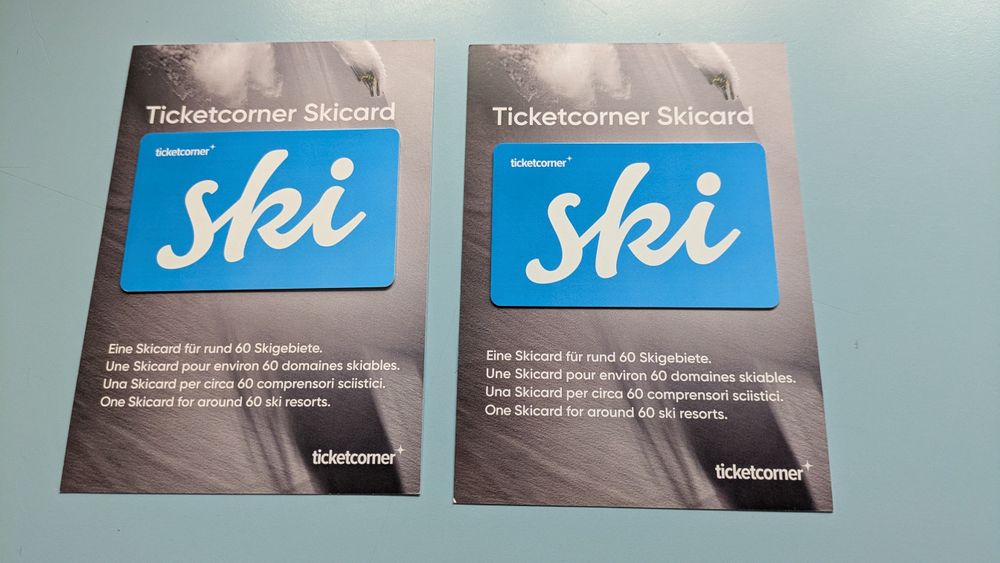 2 Ticketcorner Skicard: 60 Skigebiete, gültig auch im Sommer (Neu und ...