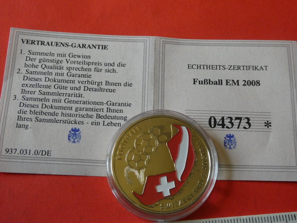 versilberte Medaille PP 40 mm, Fussball EM 2008 (Neu (gemäss Beschreibung)) in Hinterforst für ...
