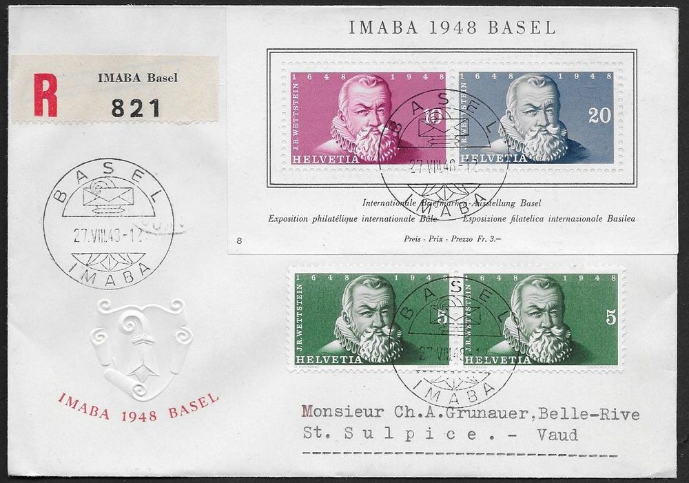 1948 illust. R/Brief IMABA BASEL o Block W31+281 Paar ab 1.- (Gebraucht) in Zürich für CHF 61 ...