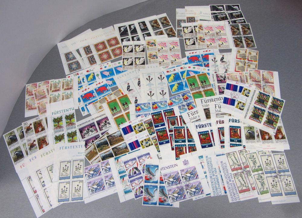 Liechtenstein 1993 + 1994 meist Rand Viererblocks **+ gstp. | Kaufen auf Ricardo