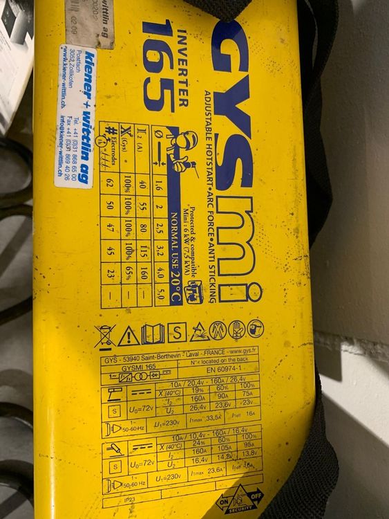 Gys Inverter Schweißgerät GYSMI 165 (Gebraucht) in Lyss für CHF 200 ...