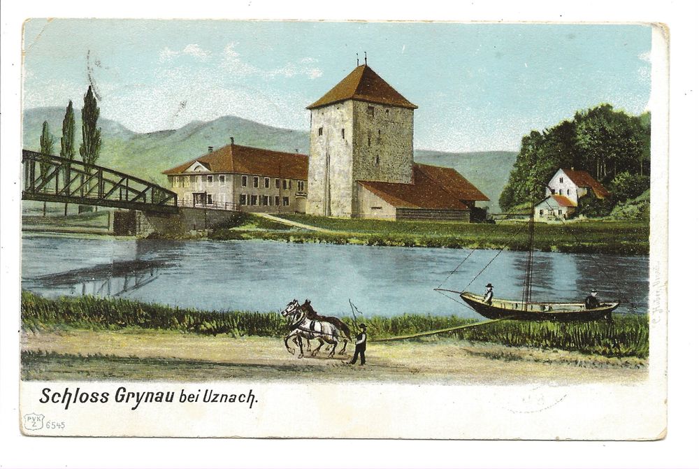 Schloss Grynau Uznach SG Linth Schiff-Transport Pferd 1905 (Gebraucht ...
