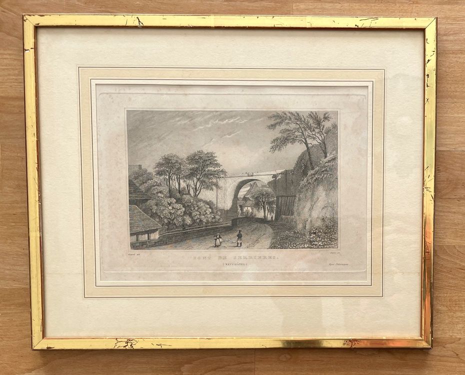 Ancienne gravure Pont de Serrières Neuchâtel / Alter Stich (Gebraucht) in Savagnier für CHF 10 ...