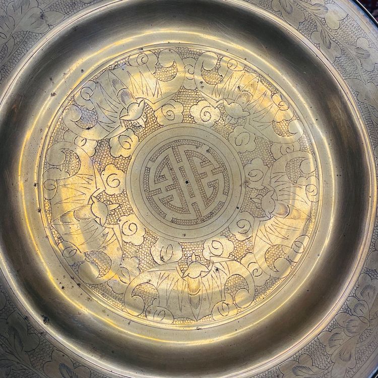 Vintage Chinese plate brass - chinesisch schale Messing | Kaufen auf ...