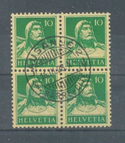 Hel 1928, SB 172, Viererblock, Stempel "Lausanne 2" (Gebraucht) in Lupfig für CHF 2 – mit ...