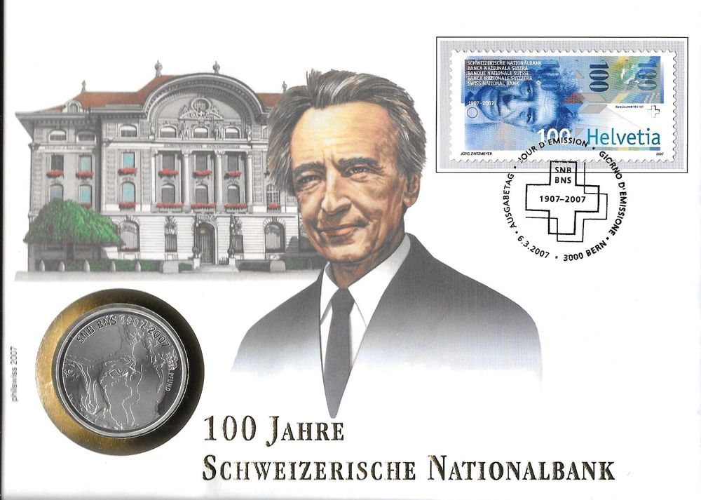 Münzbrief 100 Jahre Schweizerische Nationalbank 2007 | Kaufen auf Ricardo