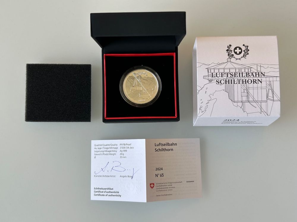 Swissmint Schilthorn Silbermünze PP m. signiertem Künstlerz. | Kaufen auf Ricardo
