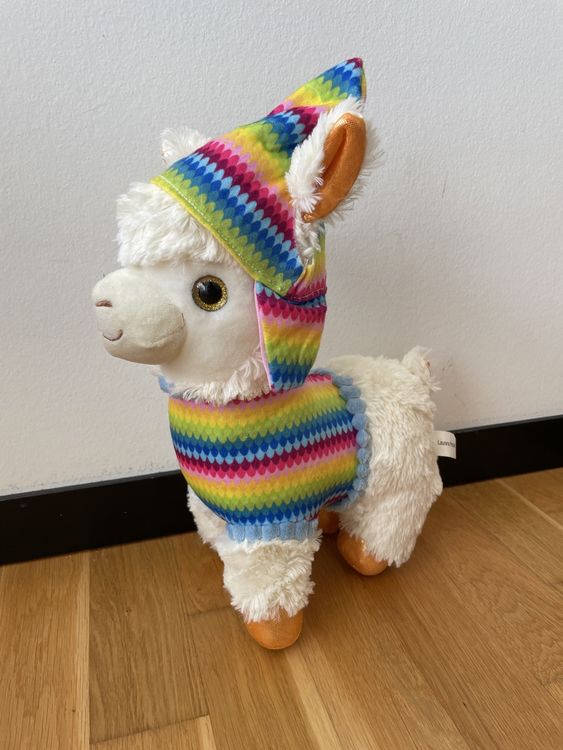 Süsses Lama Plüschtier Regenbogen Mütze Schal kuschelig weic (Neu ...