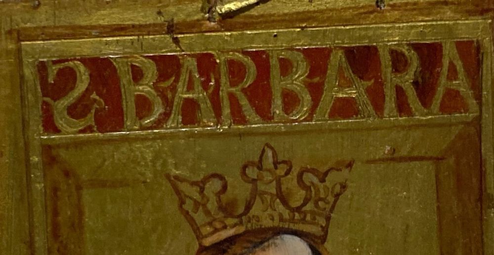 Heilige Barbara - Oel auf Platte mit Goldfarbe (Gebraucht) in ...