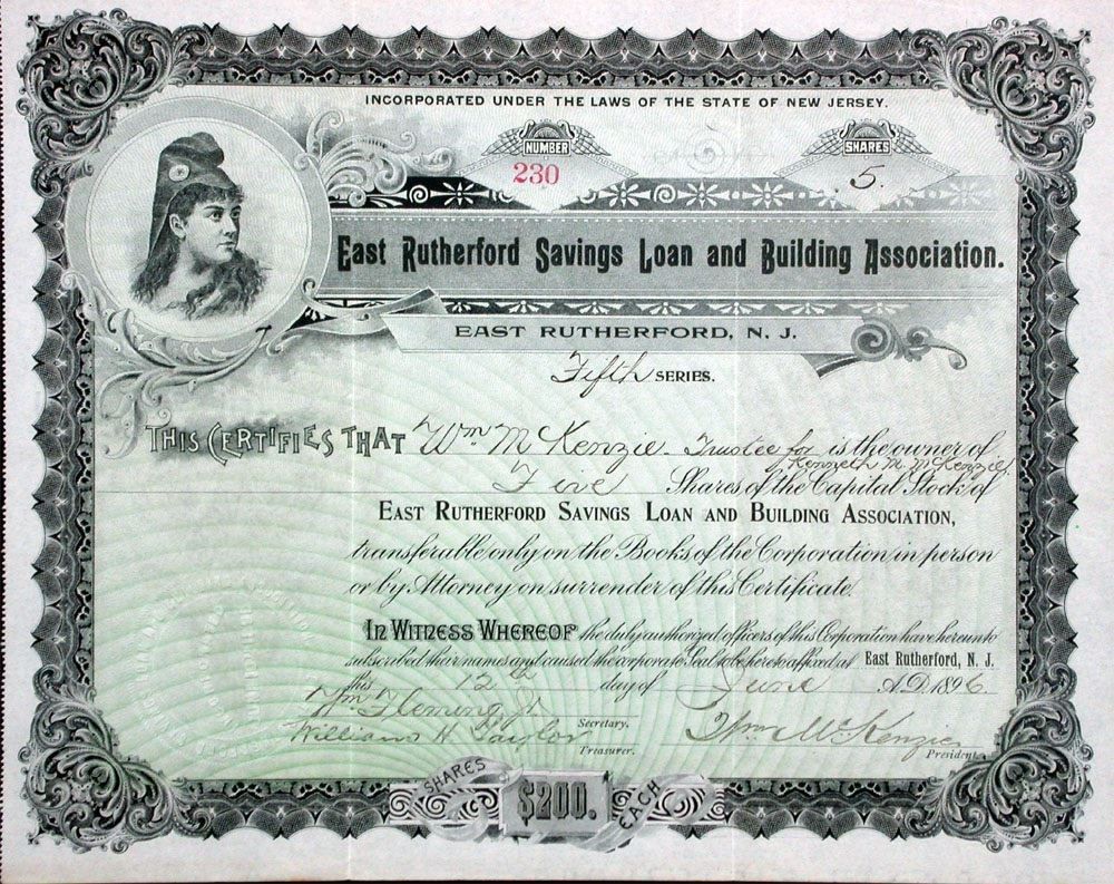 East Rutherford Savings Loan and Building Ass. - 1896 (Gebraucht) in ...