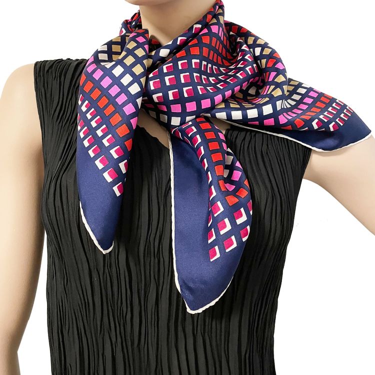 Foulard Carre Vetter kl.Quadrate blau-rot-rosa VINTAGE 1970s (D ...