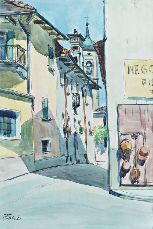 Paul FOTSCH (1891-1964) - Gemälde Dorfpartie Tessin (Gebraucht) in ...