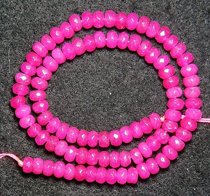 1 Strang natürliche rosa Rubin Rodellen facettiert 6 x 4 mm (Neu ...