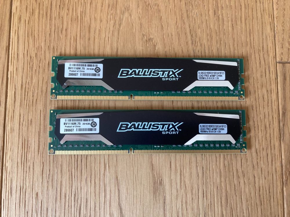 16 GB RAM (2x 8GB), Crusial Ballistix Sport, DDR3, 1600MHz (Gebraucht ...