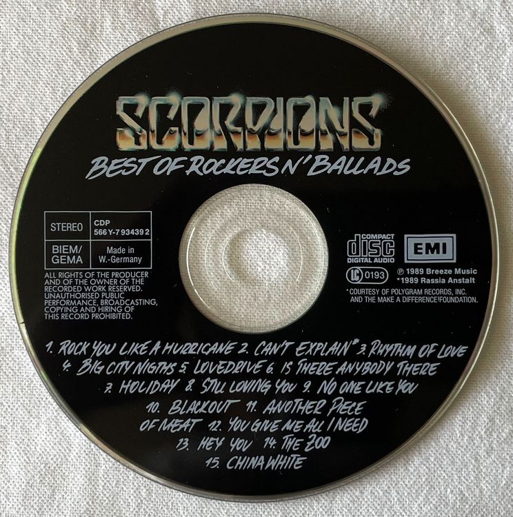Scorpions – Best Of Rockers N' Ballads - CD - 1989 (Gebraucht) in Uster ...