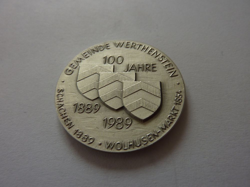 Silbermedaille : 100 Jahre Gemeinde Werthenstein 1989 (Neu (gemäss Beschreibung)) in Birrwil für ...