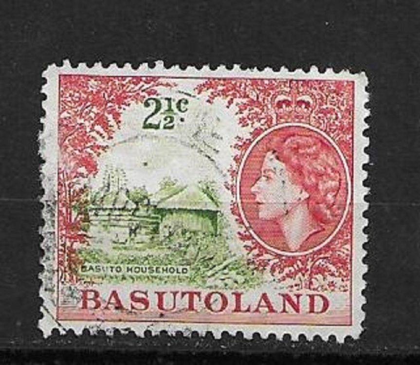 Basutoland 1961: Basuto-Hütten 2 1/2 c rot/grün (Gebraucht) in Zürich ...