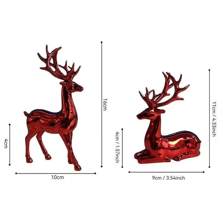 SONDERPREIS ‼️ 2 Hirsch 🦌 Statue Deko Weihnachten rot glanz (Neu ...