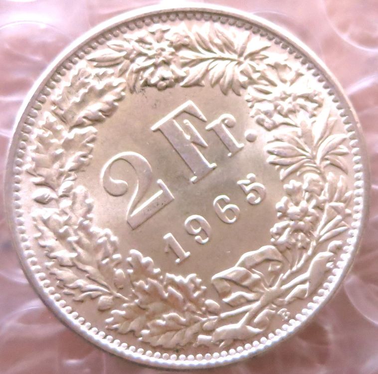 TOP: Sammlersmünze 2 Franken 1965 Silber in Stempelglanz | Kaufen auf Ricardo
