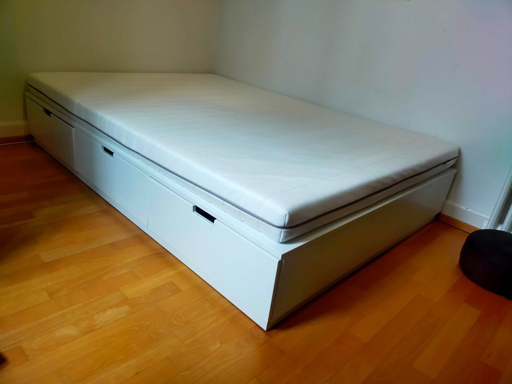 IKEA NORDLI Bett mit Schubladen, weiss, 140x200 cm (Gebraucht) in ...