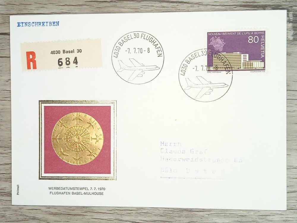TR17 Enveloppe + Timbre Suisse 1970 (Gebraucht) in Cousset für CHF 0.85 – mit Lieferung auf ...