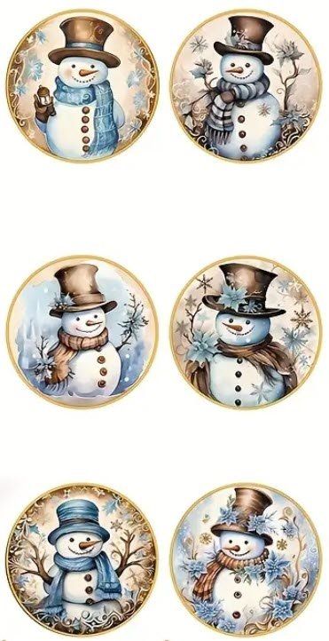 100 Stück wunderschöne Schneemann Sticker, Durchmesser 2.5cm (Neu und ...