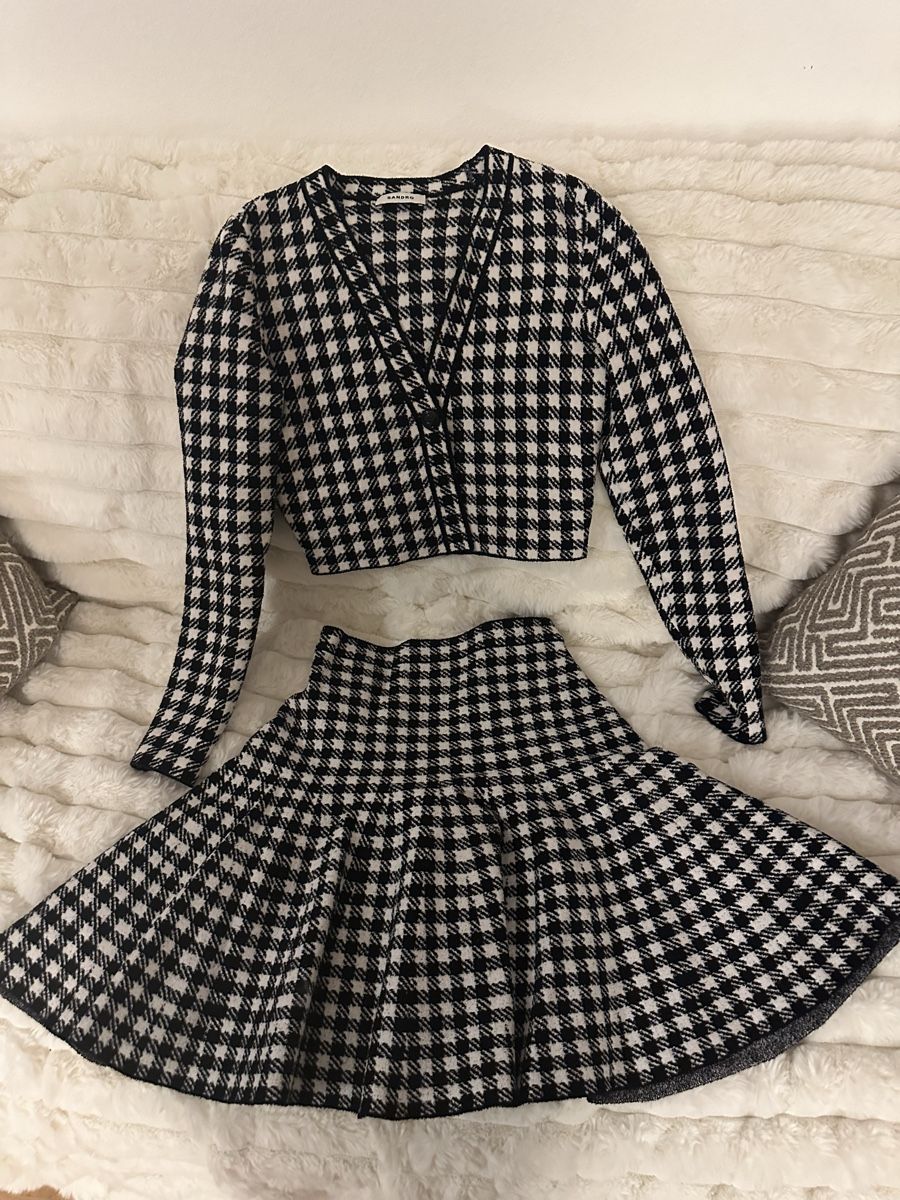 Jupe Sandro taille 34, motif pied-de-poule, hiver chic! (Neuf (Voir ...