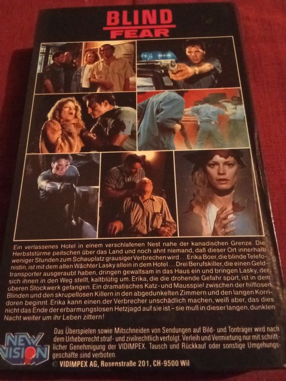 Blind Fear (USA 1987) NEW VISION VHS 1075 (Gebraucht) in Remetschwil für CHF 35 – mit Lieferung ...