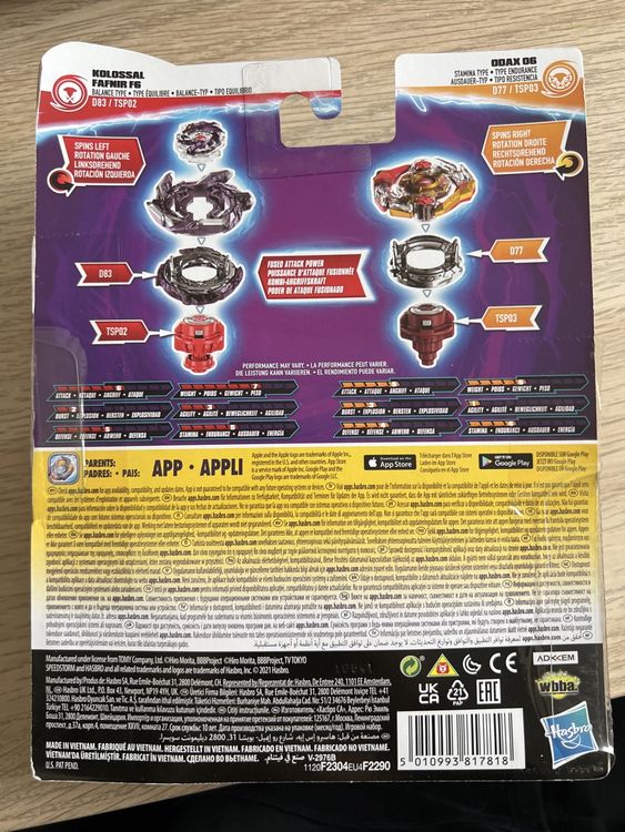 Beyblade burst surge Speed Storm Odax 06 vs. Kolossal Fafnir (Neu und ...