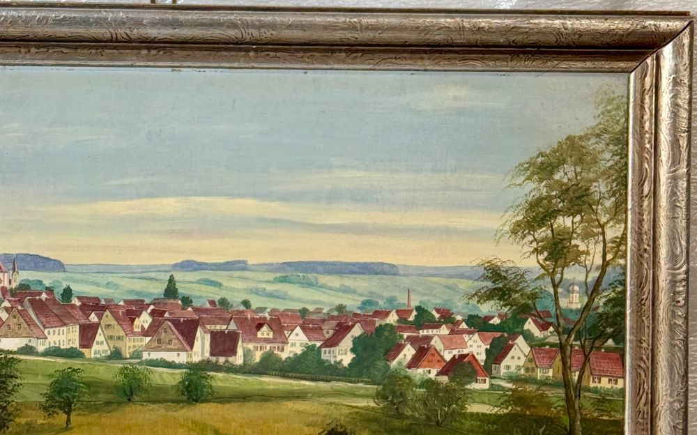 Grosses Alte Dorf Ansicht Gemälde unleserlich Signiert | Kaufen auf Ricardo