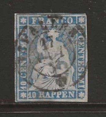 1856 : Nr. 23F - Zweikreis Stempel, signiert, KP 1300.-- (Gebraucht) in Gümligen für CHF 130 ...