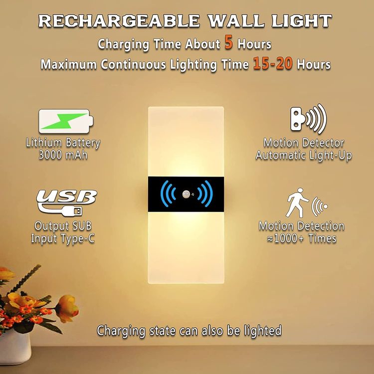 2x Wandleuchte mit Bewegungsmelder Kabellos Innen Akku (Neu und originalverpackt) in Herisau für ...