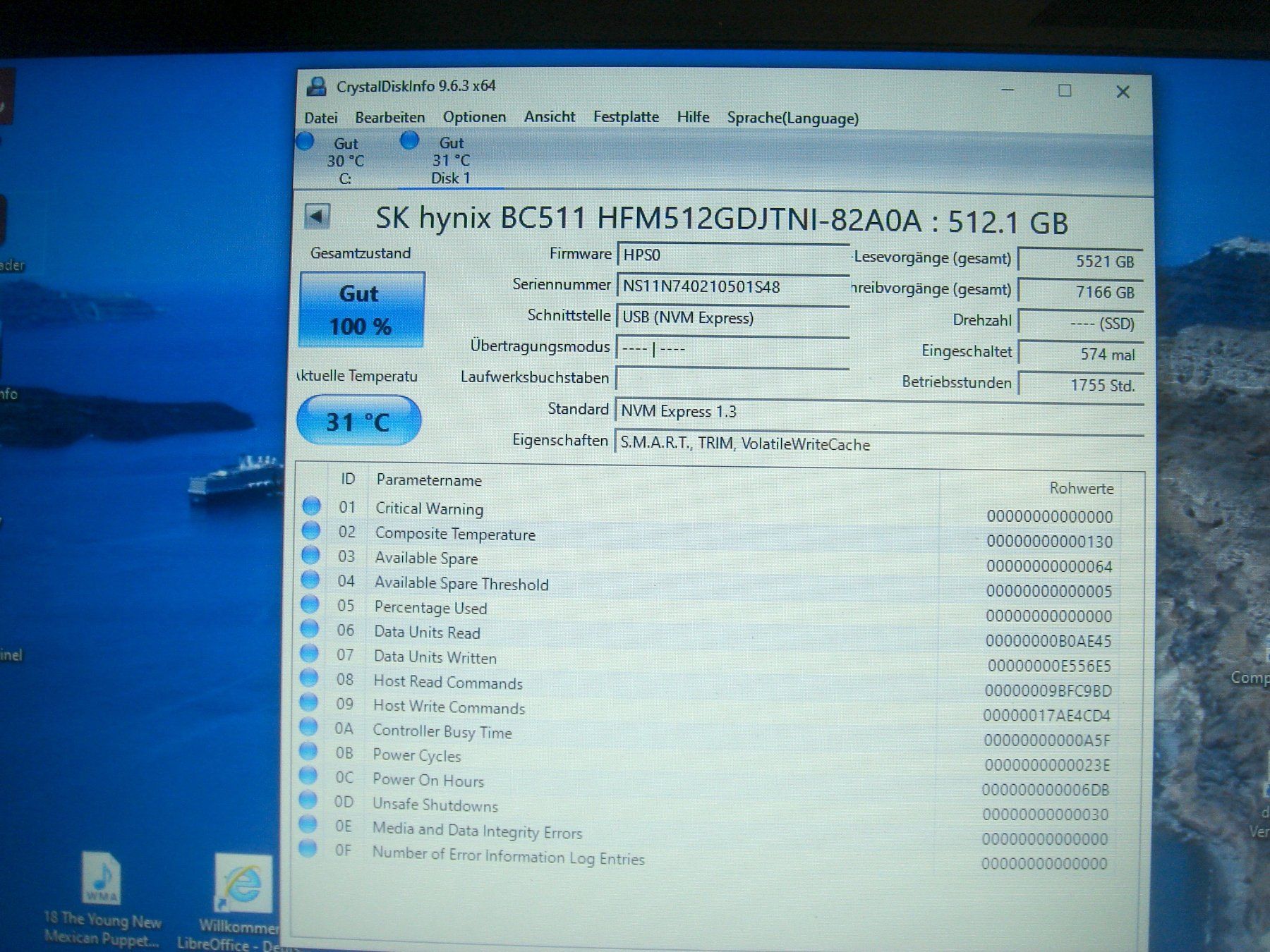 1 stück 512gb m.2 nvme ssd. skhynix. Details siehe Bildern. (Gebraucht ...