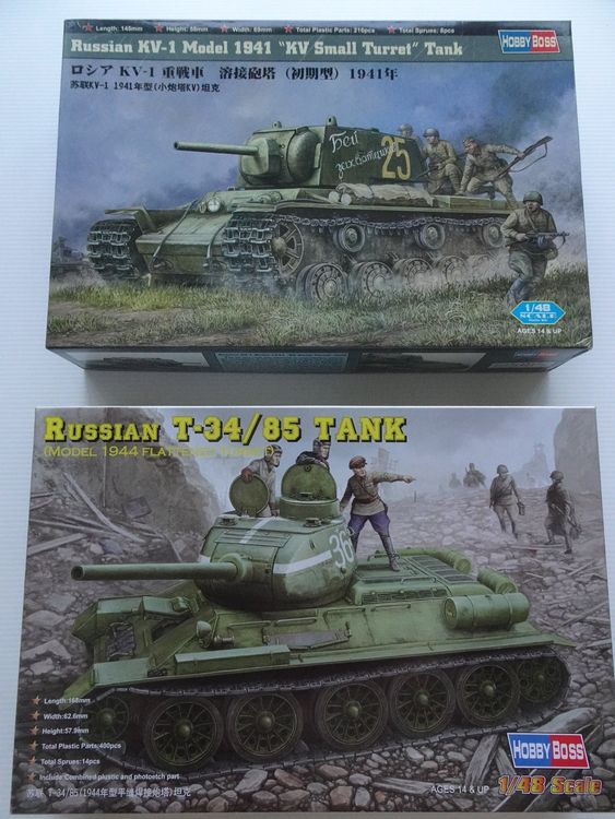 2 stk RUSSIAN TANKS, T34 + KV-1, VON HOBBY/BOSS, IN 1/48, (Neu und originalverpackt) in Rüti ZH ...
