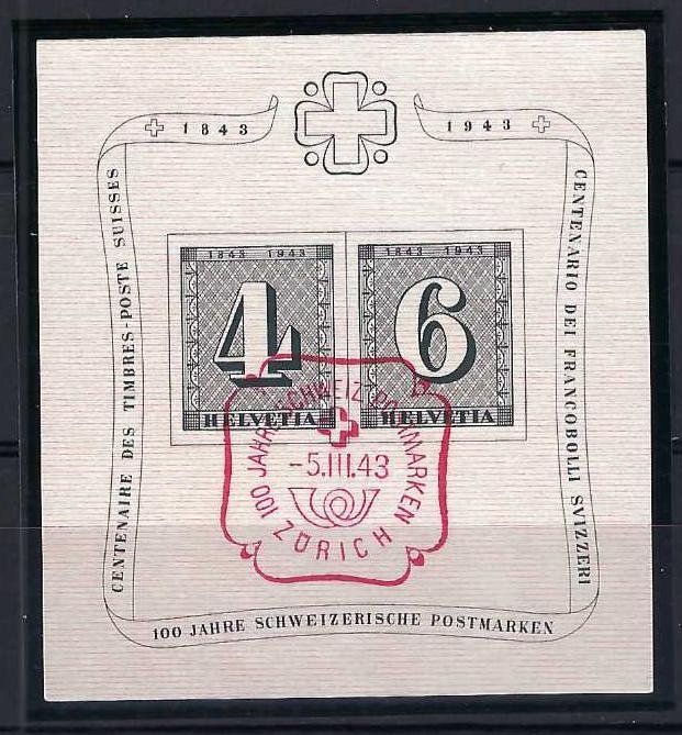 1943, BLOCK ZÜRICH, KLEINF. ROTER S-0 (Gebraucht) in Pura für CHF 12 – mit Lieferung auf Ricardo ...