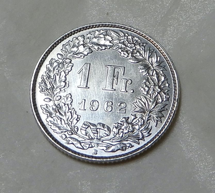 Silber Münze, 1962 , 1 Franken (Gebraucht) in Luzern für CHF 3 – mit Lieferung auf Ricardo kaufen