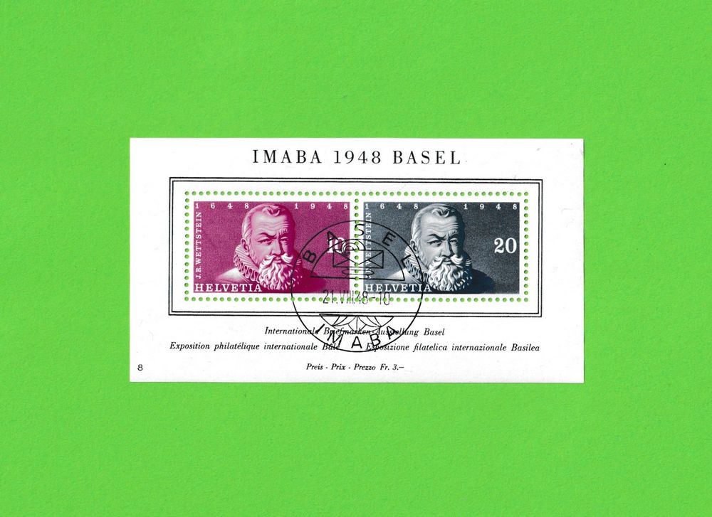 "IMABA Basel" Block W31 (1948) (Neu (gemäss Beschreibung)) in Dübendorf für CHF 9 – mit ...