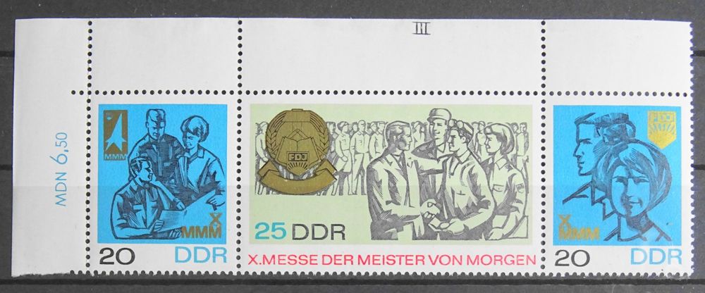 DDR 1967, 3er Streifen **postfrisch (Neu und originalverpackt) in Haslen GL für CHF 0.5 – mit ...