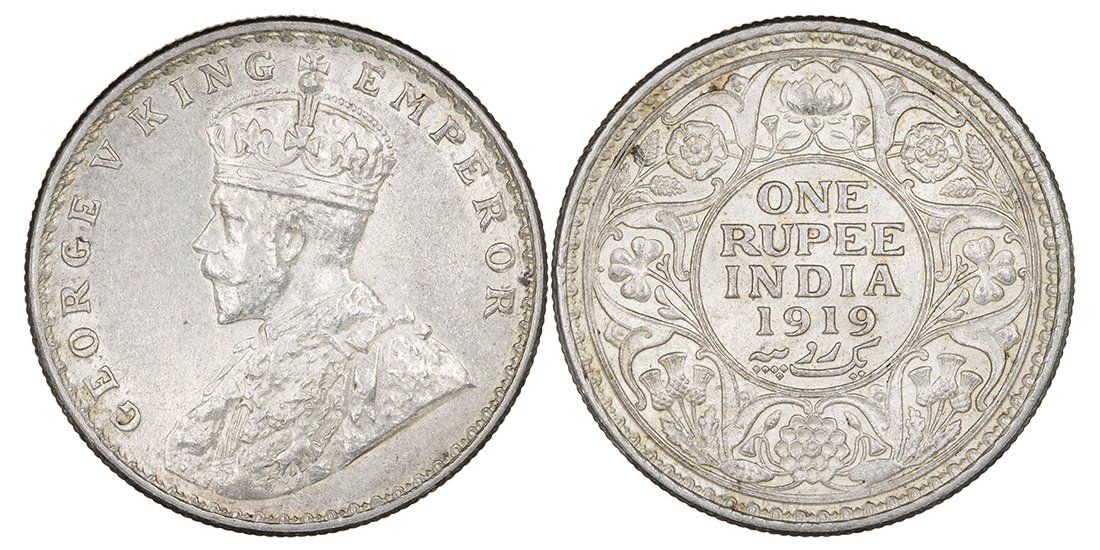 Indien-British Kingdom Rupee von 1919 (fast unzirkuliert) (Gebraucht ...