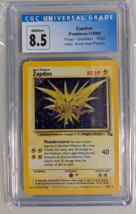 Zapdos Fossil Holo Pokemon 15/62 CGC 8.5 (Neu (gemäss Beschreibung)) in Niedergösgen für CHF 350 ...
