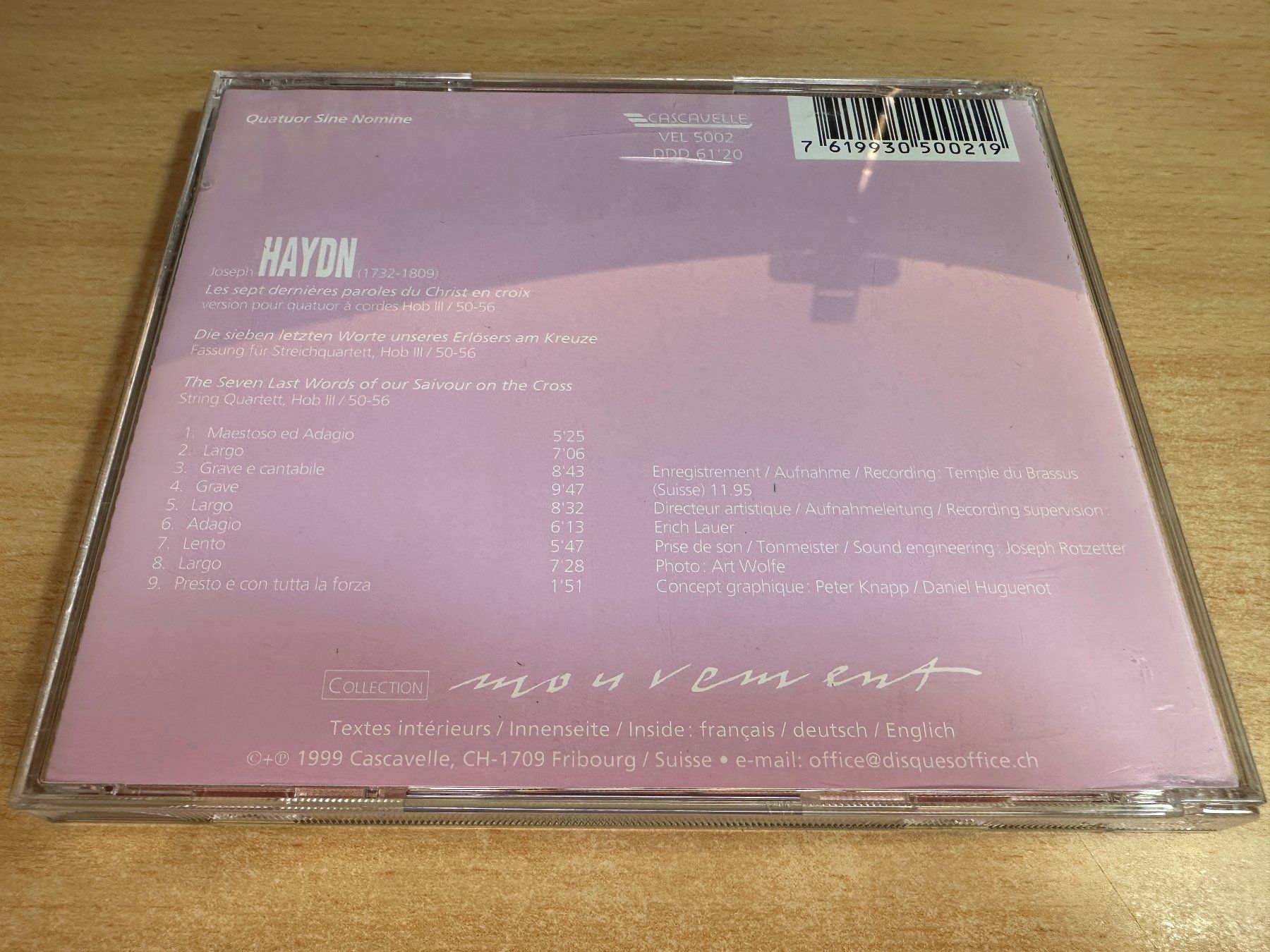 Z4 QUATUOR SINE NOMINE HAYDN: LES SEPT DERNIÈRES PAROLES DU (Gebraucht ...