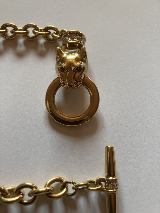 Magnifique collier doré avec tête de panthère, vintage (Neuf (Voir ...