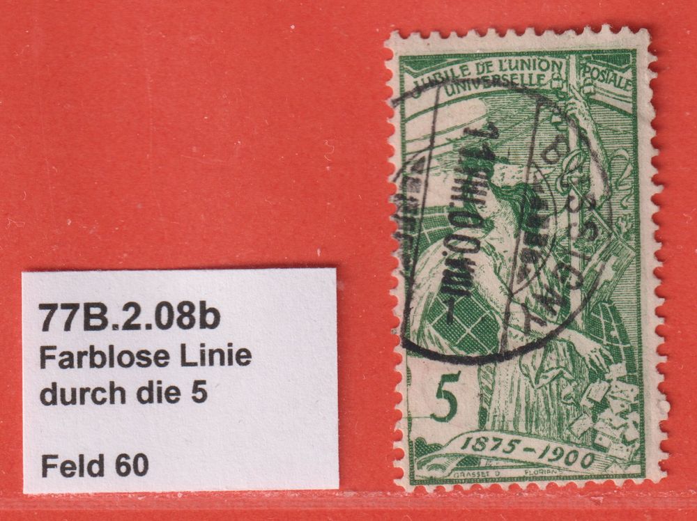 UPU 77B.2.08b Feld 60, farblose Linie durch die 5 | Kaufen auf Ricardo