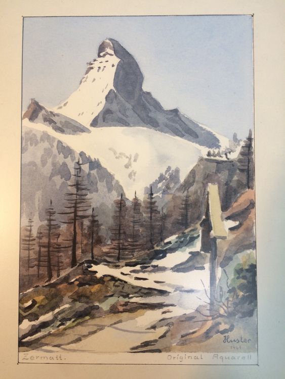 Aquarell Matterhorn Zermatt von Friedrich Huster (1919-2000) (Gebraucht) in Basel für CHF 50 ...