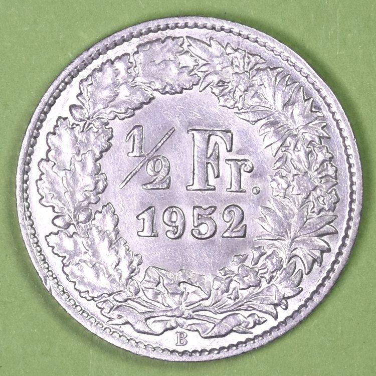 1952 / FR. 0.50 - MÜNZE, natürlich noch in SILBER ! (Gebraucht) in Luzern für CHF 2.5 – mit ...